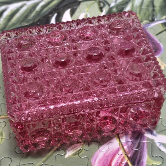 Viking | Jewelry | Rare Pink Vintage Glass Cigarette Trinket Box | Poshmark